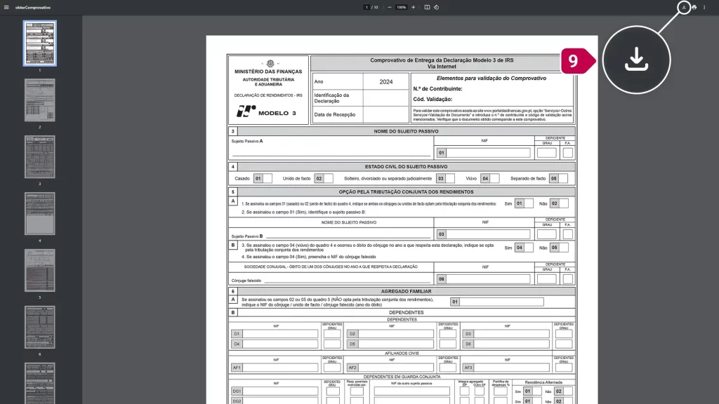 Obter comprovativo da declaração de IRS Modelo 3 • UP